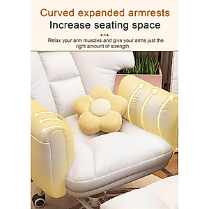 Fabric Office Chair Ergonomic Computer Chair Lumbar Support with Foot Rest Adjustable High Back Gamer Chair for Work or Gamer at Home(50x50x55cm(19x19x21in), White)