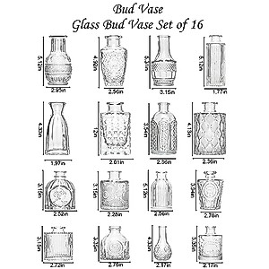 Glass Bud Vases Set of 16 Pcs, Small Bud Vases in Bulk, Christmas Decoration Vases for Centerpieces, Clear Bud Vases for Rustic Wedding Centerpieces, Home Table Flower Decor
