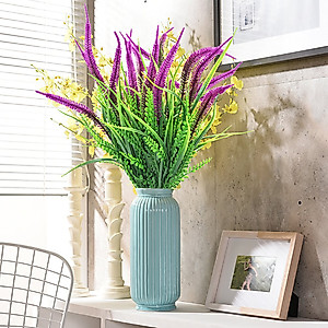 Artificial Flowers 4pcs Faux Plastic Plants Shrubs Simulation Greenery for Wedding Garden Farmhouse Outdoor Decor (4 Bunches Red)