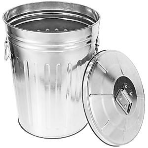 Ciieeo Round with lid Metal Wastebasket 8L Gallon Galvanized Trash Can Metal Garbage Can for Home, Office, Bathroom