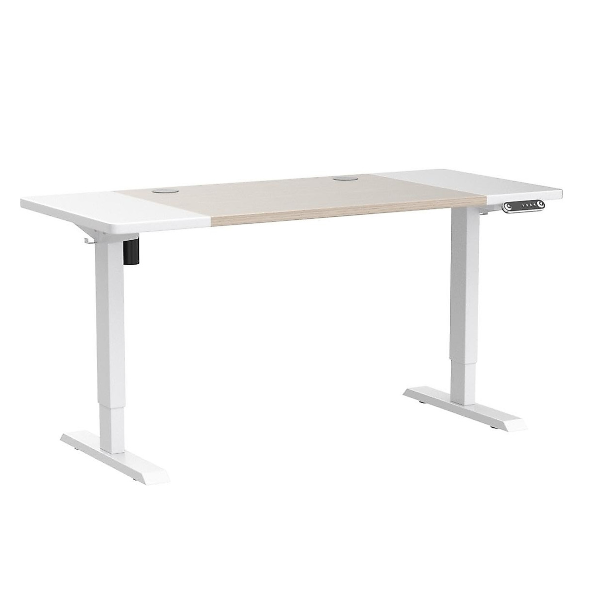 Radlove Electric Standing Desk, 63 x 30 Height Adjustable Computer Desk Sit Stand Desk Home Office Computer Standing Table Ergonomic Desk with Splice Board White Frame + 63 x 30'' White+Oak Top