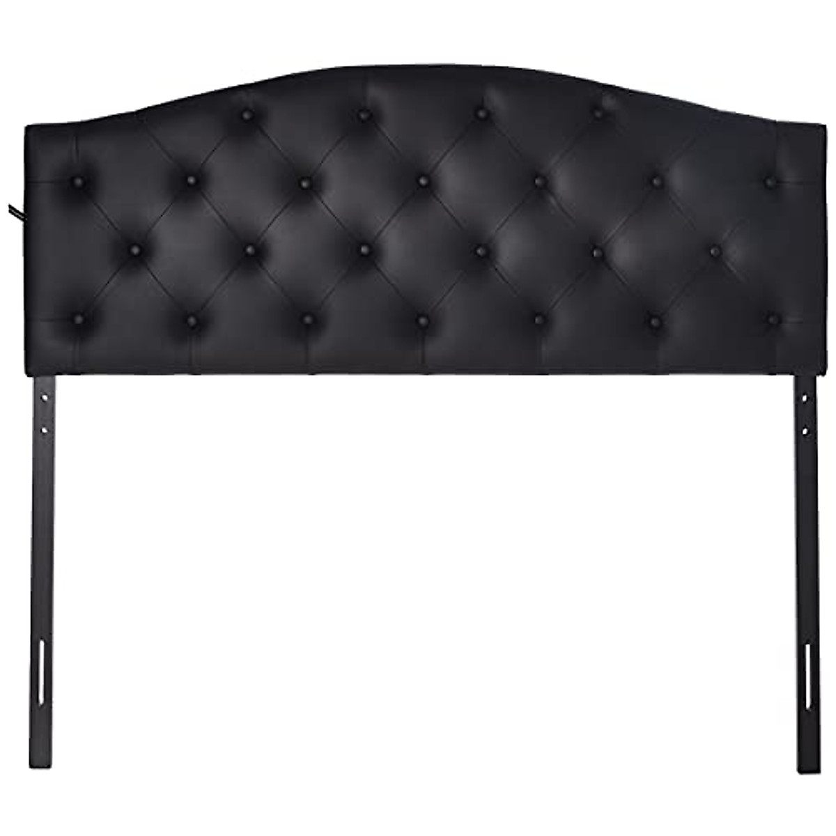 Baxton Studio Myra Modern and Contemporary Queen Size Black Faux Leather Upholstered Button-Tufted Scalloped Headboard