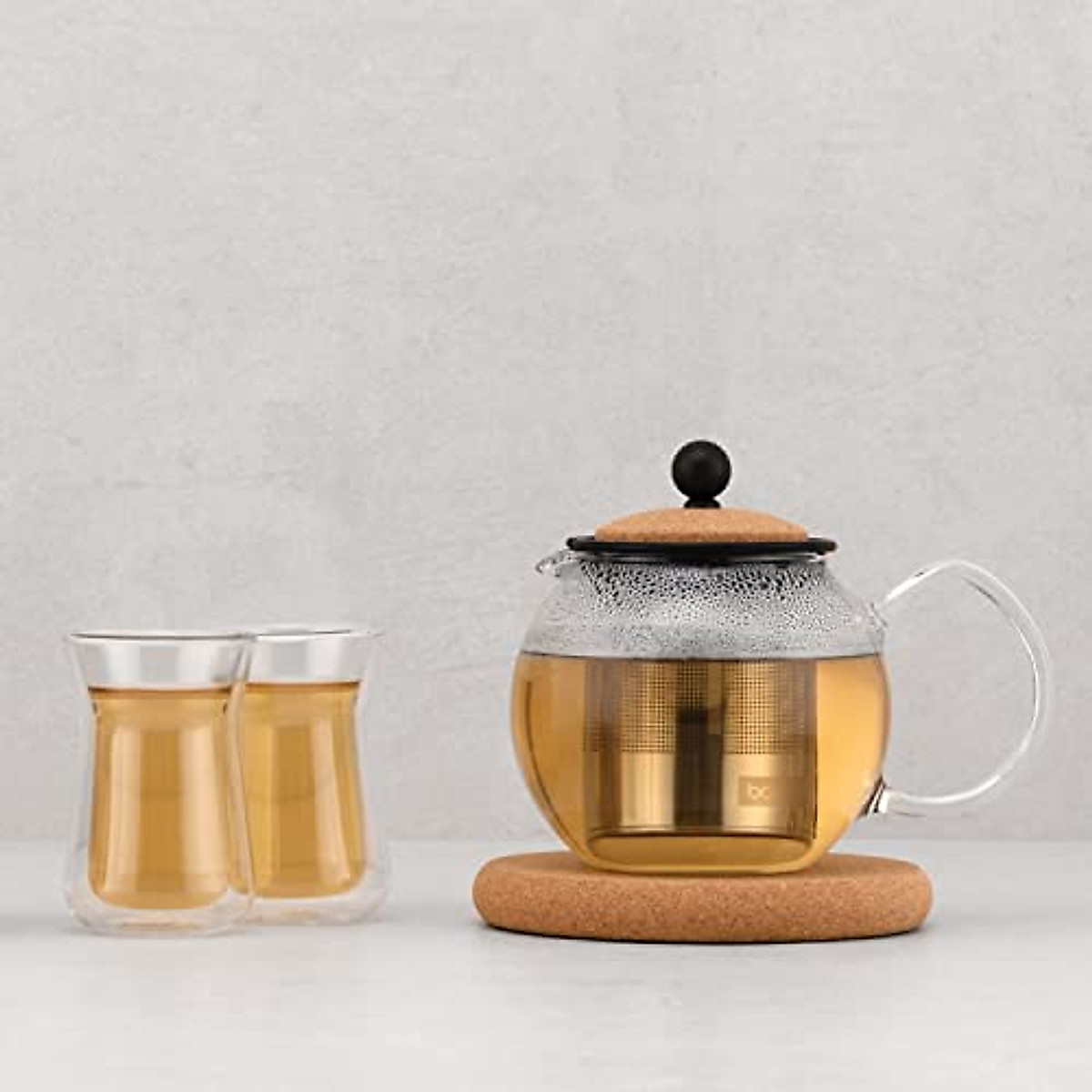 BODUM MELIOR 12082-10 Double Wall Tea Glass, 3.4 fl oz (100 ml), Set of 2, Clear, Genuine Product