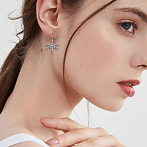ONEFINITY Dragonfly Earrings Sterling Silver Dragonfly Dangle Drop Earrings Dragonfly Jewelry for Women