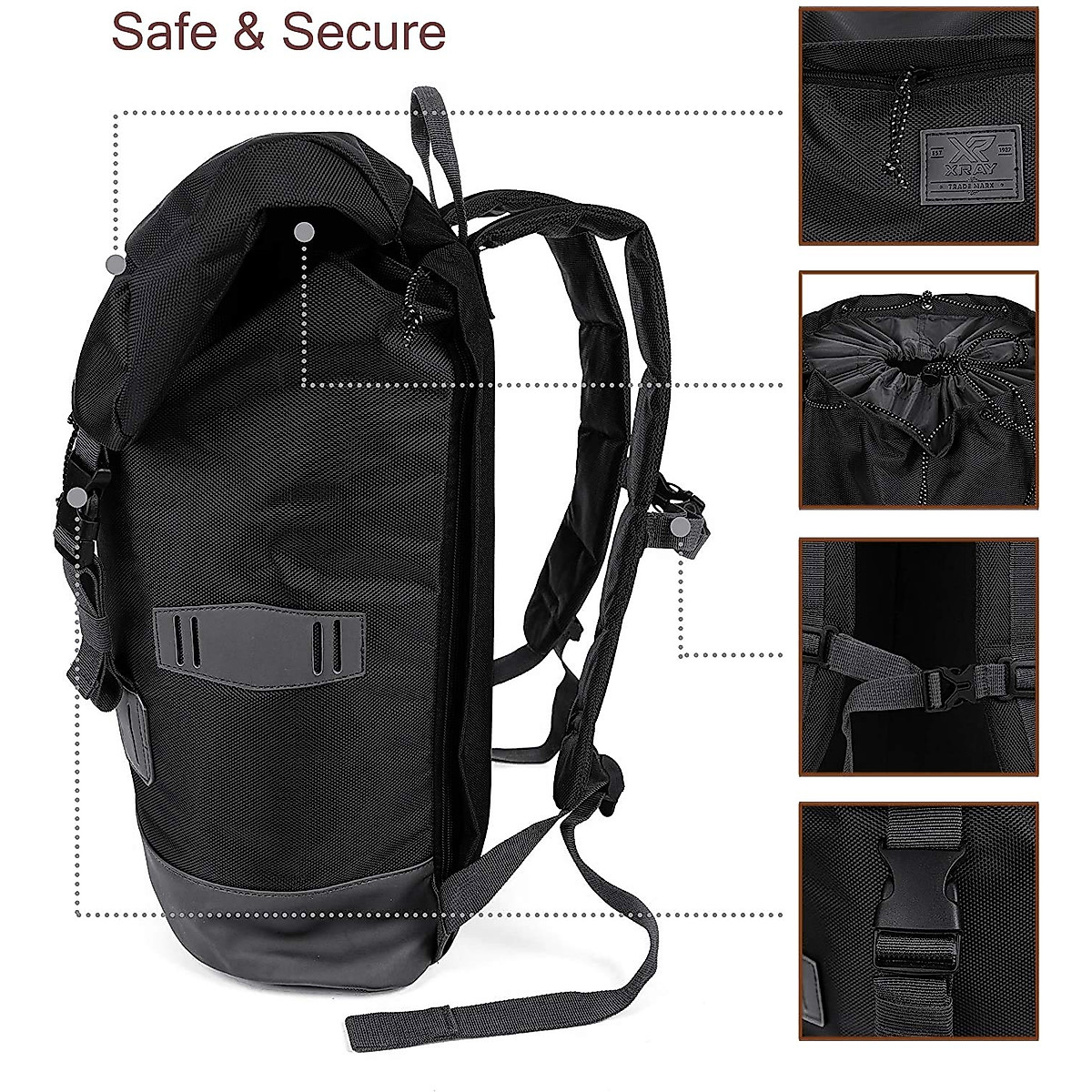 X RAY Rolltop Backpack | Leather Backpack | Travel Backpacks | School Backpack