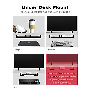 Mellbree Under Desk Laptop Mount, 2023 Upgraded EVA Sponge Full Wrap Type Under Desk Laptop Holder Suitable for Devices Less Than 1.4" Thick, Such as Laptops, Macbooks, Keyboard, Routers