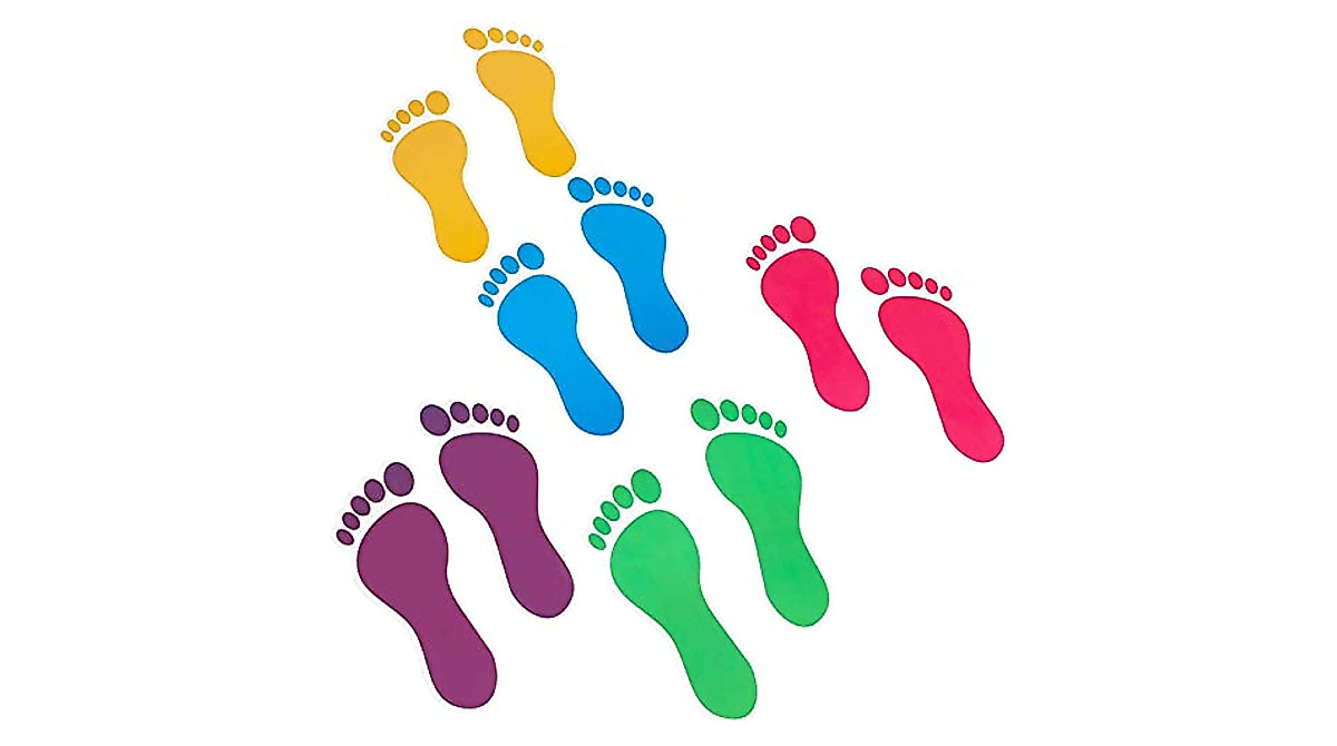 Kids Rainbow Footprint Decal Stickers for Classroom & Nursery
