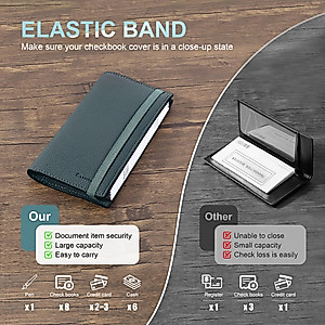 CASMONAL Checkbook Covers for Personal Checkbook Holder RFID Blocking Premium Leather Checkbook Cover for Duplicate Checks