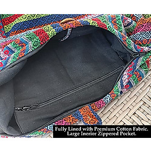 Aztec Crossbody Bags for Women - Boho Shoulder Bag - Handmade Hippie Purse - Fully Lined Cotton Interior - Medium (Rainbow)