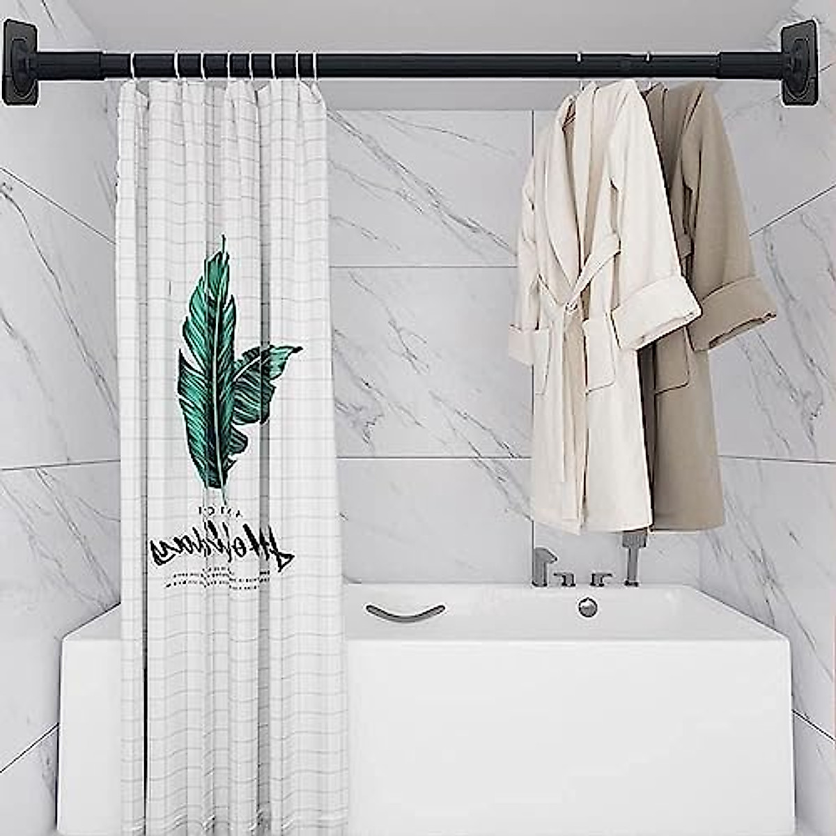 4pcs Adhesive Shower Curtain Rod Holder Adhesive Wall Mounted Shower Curtain Rail Holder Black Shower Curtain Rod Holder with Screws Shower Rod Retainer for Bathroom Bedroom (Curtain Rod Not Included)