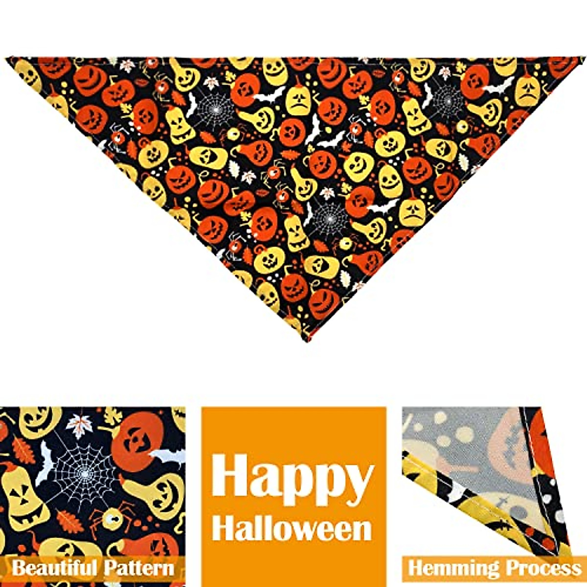 Dog Halloween Costumes, Adjustable Halloween Hat and Bandana Scarf for Dog, Funny Pet Halloween Party Dressup (Black)