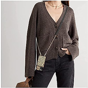 iPhone 12 Crossbody Case, ZVEdeng iPhone 12 Pro Wallet Case Card Holder Crossbody Chain Wrist Strap for Women Zipper Wallet Shockproof Leather Case Cover for iPhone 12/12 Pro 6.1'' Cheetah Print Skin