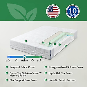 Coolsence Twin Mattress Memory Foam 8 - Inch, Cooling Gel Memory Foam Mattress in a Box, CertiPUR-US Certified, Made in USA, Medium, 38”x75”x8”, White