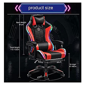 BOYIDAI Gaming Chair with Footrest, Ergonomic Gaming Chair with Speakers and LED Light High Back Massage Video Game Chairs Pu Leather Comfortable Computer Office Chair (Color : Red+Black)