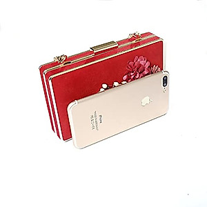 shiiriin | Women’s 3D Floral Black Velvet Clutch Purse Hand Bag | Handmade W/Pearl | Bridal Wedding Evening Formal Party | Crossbody