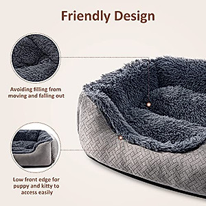 INVENHO Small Dog Bed for Small Medium Large Dogs, Rectangle Washable Dog Bed, Orthopedic Dog Sofa Bed, Durable Plush Pet Bed, Soft Calming Sleeping Puppy Bed with Anti-Slip Bottom S(20"x19"x6")