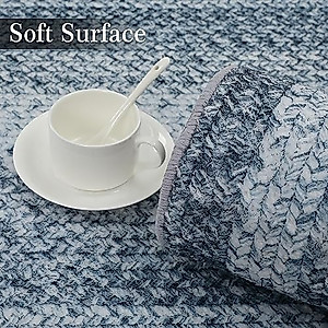 COZYLOOM Braided Print Home Indoor Area Rug 4x6 Rug for Entryway Living Room Bedroom Kitchen Dining Farmhouse Retro Area Rug Non Slip Backing Low Pile Floor Cover Non-Shedding Accent Rug Blue