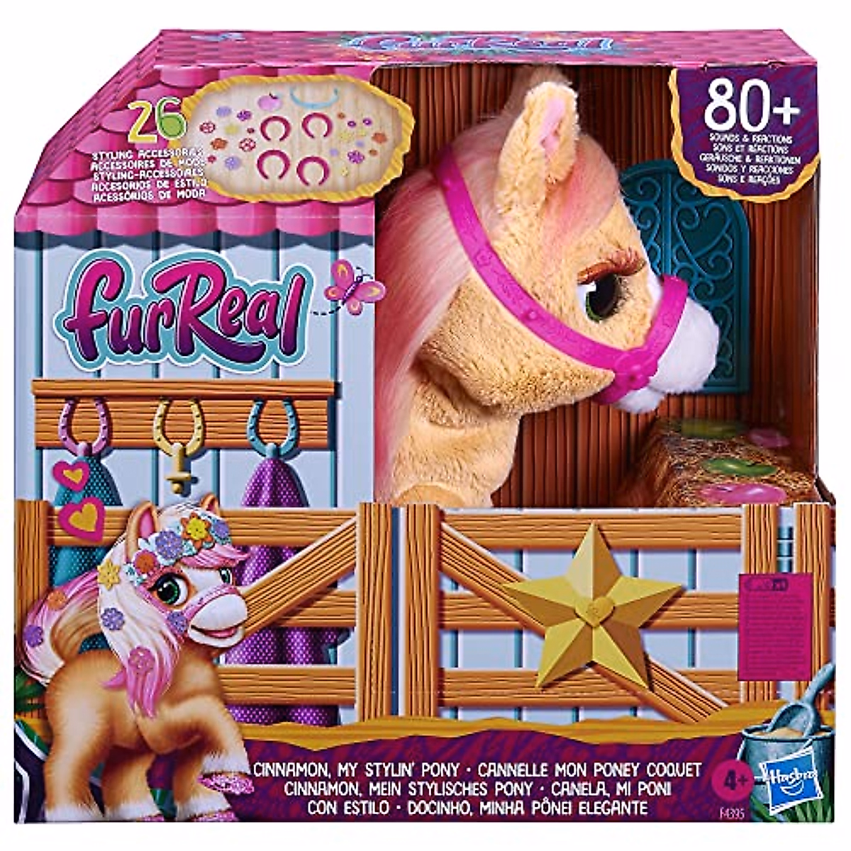 FurReal Cinnamon, My Stylin’ Pony Toy, 14-Inch Electronic Pets, 80+ Sounds & Reactions, 26 Accessories, Interactive Toys for 4 Year Old Girls and Boys and Up