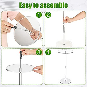 Chunful Drink Side Table Small Acrylic Drink Table Clear Living Room Tables Round Coffee Table End Tables for Small Spaces Balcony Bedroom, Easy Assembly