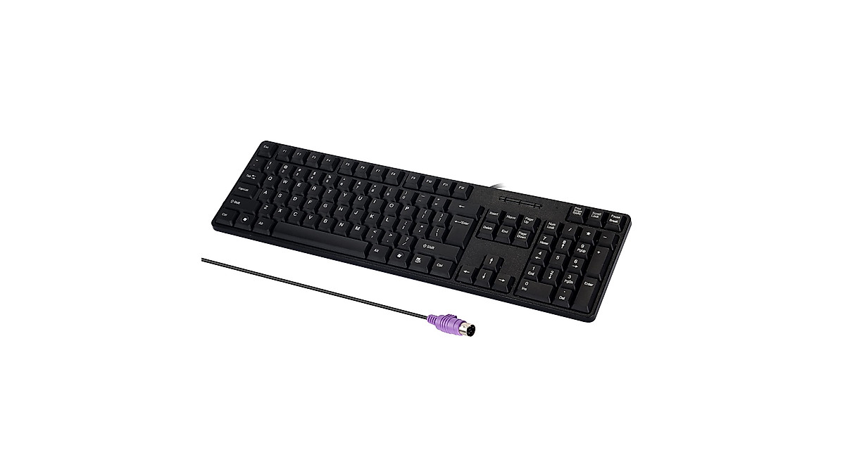 MCSaite Wired PS2 Keyboard with 104 Keys for Windows - Black