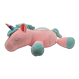 Linzy Toys Starry Night Baby Night Light with Projector with Soothing Sounds, Lullabies and White Noise Soother for Kids, Nursery Decor, Stuffed Animal Unicorn (57801), Pink