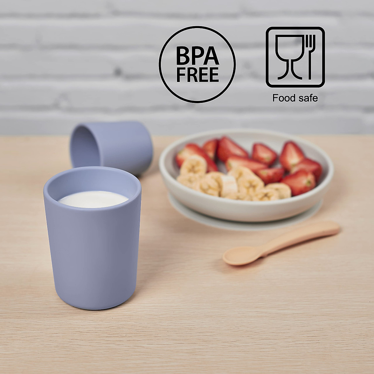 Silicone Baby Cup 2Pack, Silicone Cup for Toddlers, Baby Open Cup BPA/Phthalate Free, Shatter Proof. (Gray)