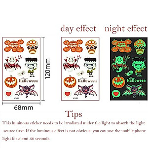 Waterproof Cartoon Stickers for Laptop Luminous Temporary Tattoos for Kids, 120 Styles Glow in the Dark Decorations Birthday Party Favors Supplies, Gifts Fake Tattoos for Teens Adults 10 Sheets