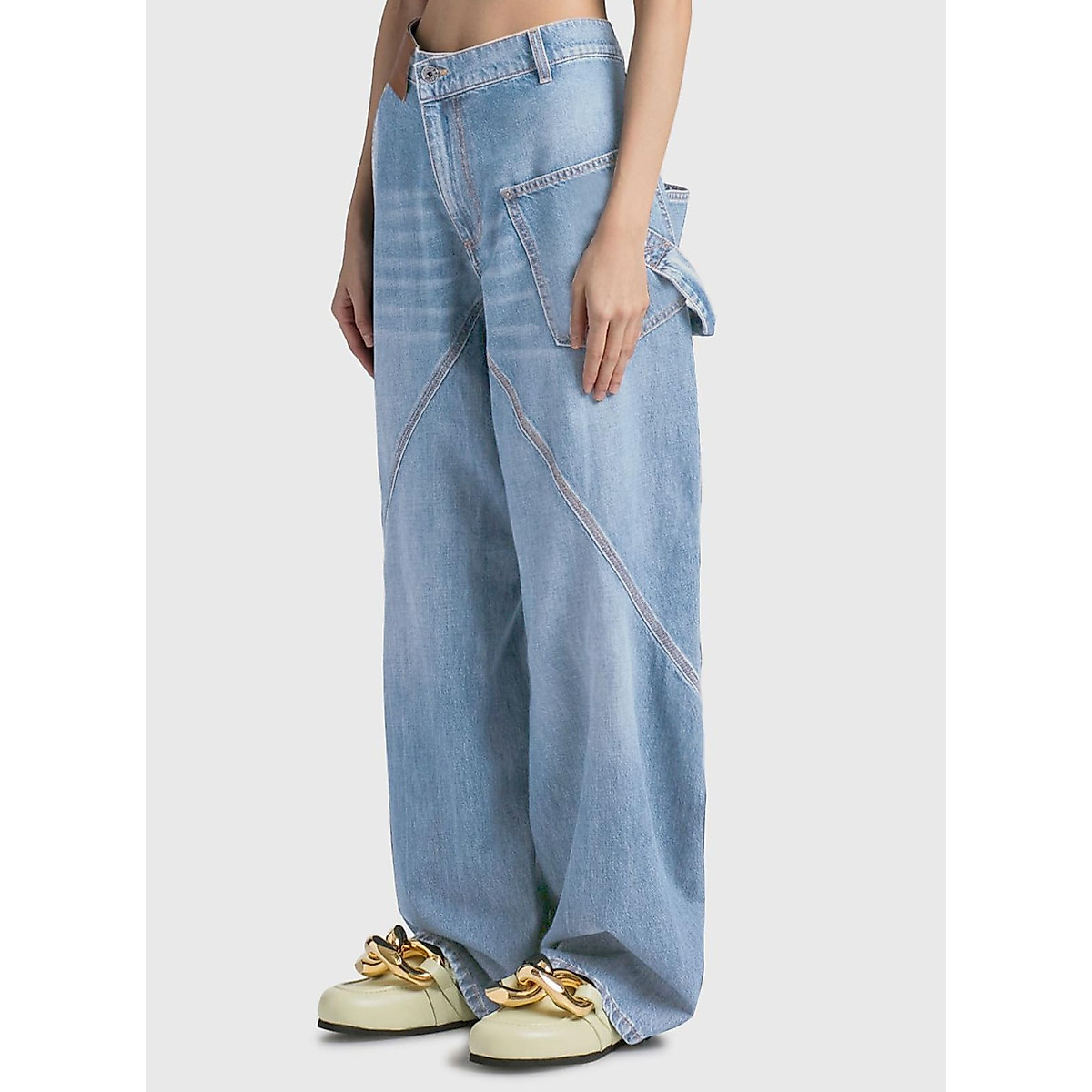 Astylish Boyfriend Jeans for Women High Waisted Baggy Boyfriend Wide Leg Flare Denim Cargo Pants Sky Blue Size 6