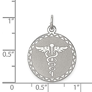 IceCarats 925 Sterling Silver Nurse Caduceus Paramedic Emt Doctor Medical Student Nursing Symbol Disc Necklace Charm Pendant Only