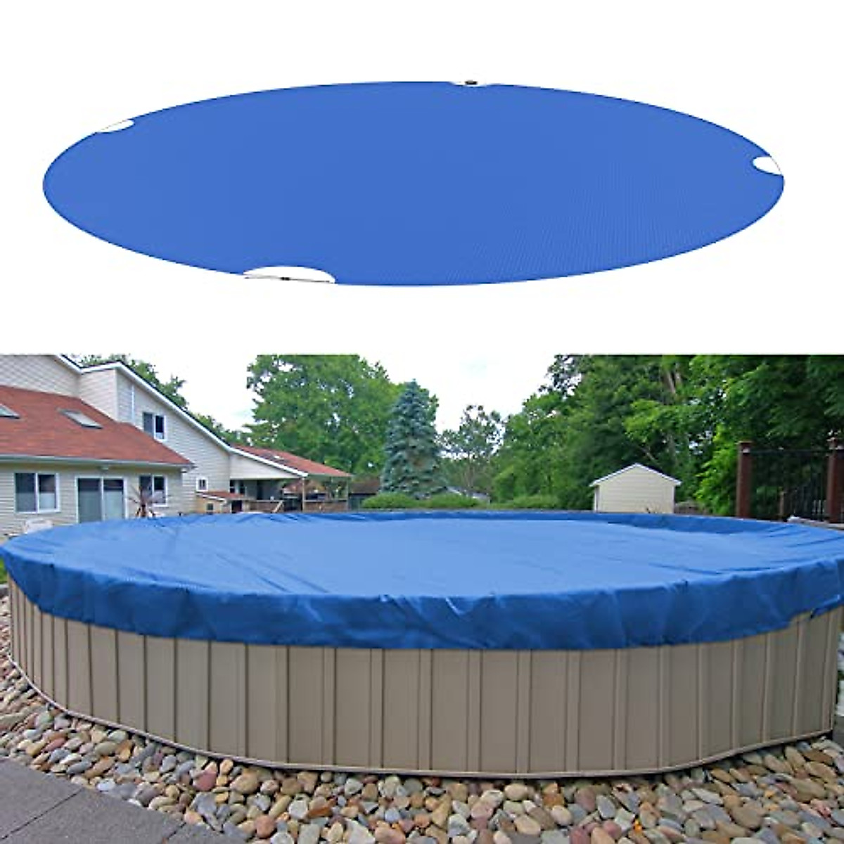 SunnyRoyal Pool Cover for Above Ground Pools,16ft Round Winter Pool Cover for 12ft Swimming Pools,Pool Safety Cover UV-Resistant(16', Blue)