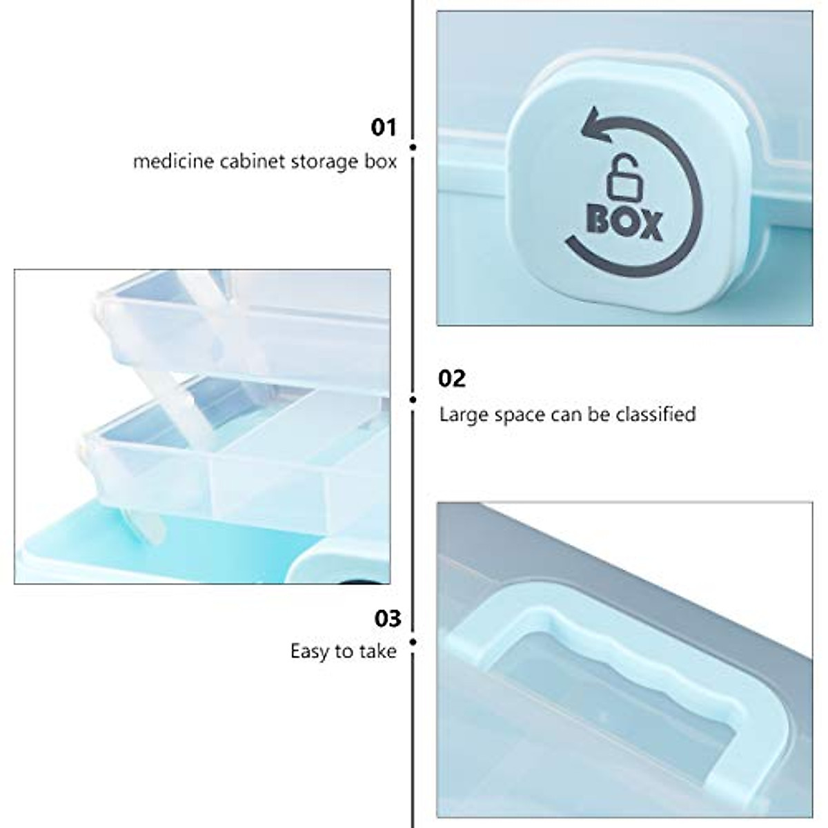 Tofficu Portable Medicine Box Organizer Storage Fold 3- Layer Large Medicine Cabinet Household Medicine Storage Box Medicine Chest Medication Chest Storage Container