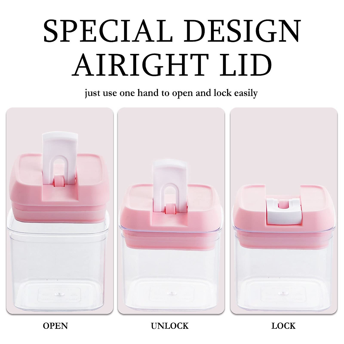 Rubtlamp Airtight Food Storage Container with Easy Lock Lids, 10Pcs Kitchen & Pantry Organization for Cereal, Dry Food, Flour and Sugar, Pasta Containers for Pantry, Includes 10 Labels & 1 Pen(Pink)