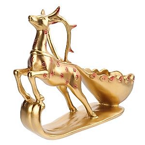 WINOMO Reindeer Wine Bottle Holder Decorative Resin Wine Display Rack with Elk Figurine Table Centerpiece Decoration for Home Restaurant Golden