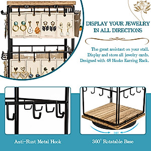 Yoimori 360 Rotating Earring Display Stands for Selling, Earring Rack Display Holder Stand, Jewelry Display for Vendors Selling Earring Cards, Necklaces, Bracelets, Hair Accessories (48 Hooks)