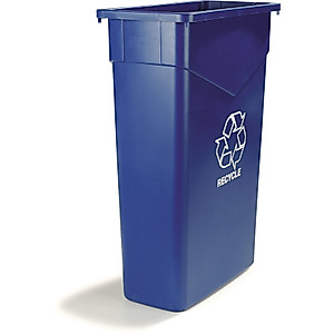Carlisle FoodService Products TrimLine Rectangle RECYCLE Waste Container, 23 Gallons, Blue
