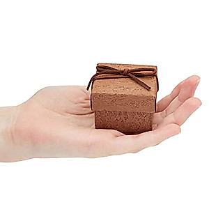 Juvale 12 Pack Small Kraft Paper Jewelry Gift Box Set with Bow for Rings and Bracelets (Brown, 2 x 2 in)