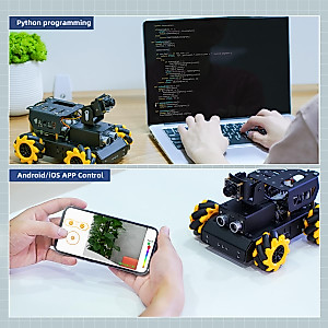 HIWONDER Raspberry Pi 5 4GB AI Vision Robot Car Kit Mecanum Wheels Robot, 2DOF HD Camera Python Progamming Open Source DIY Robot Kit for Teens