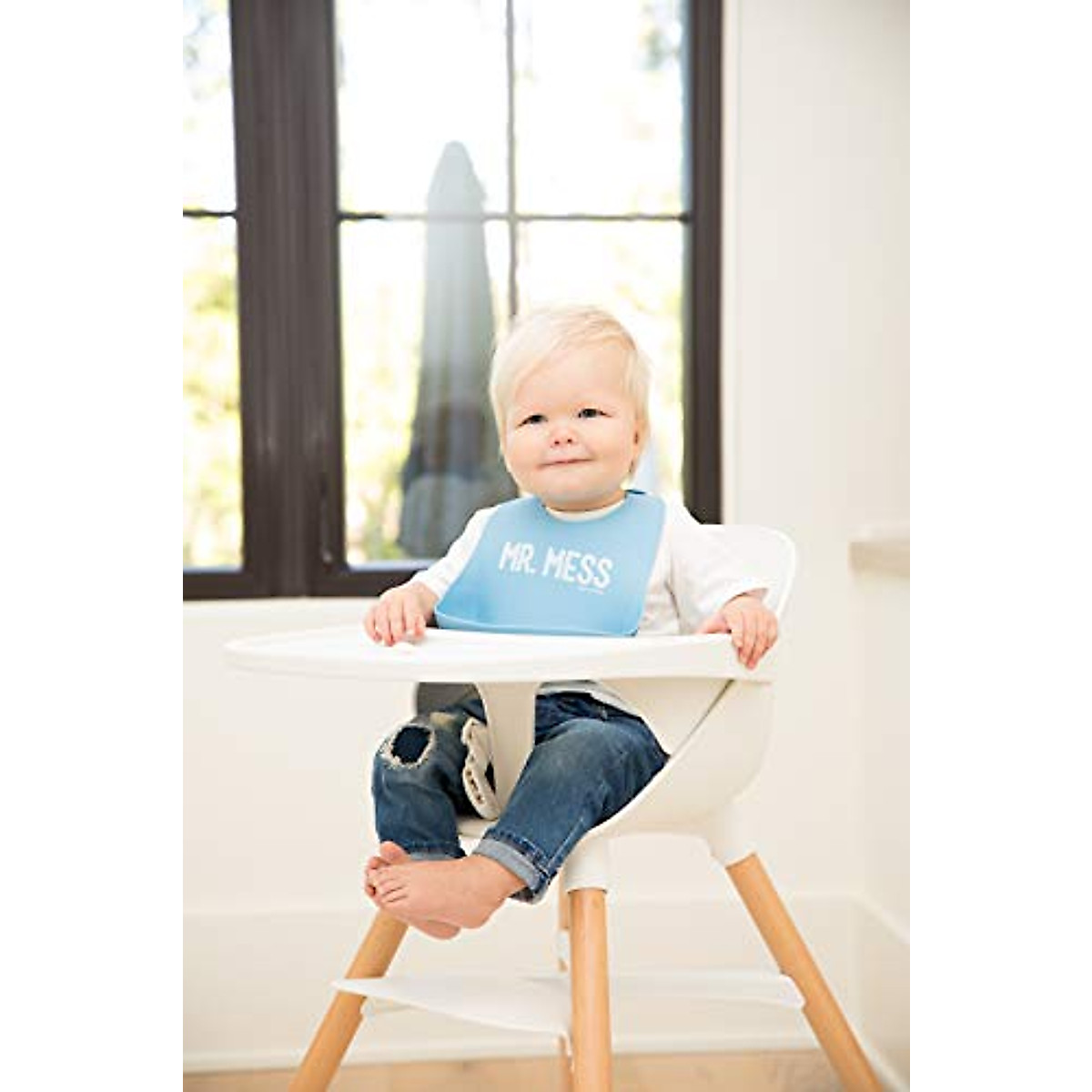 BELLA TUNNO Wonder Bib - Adjustable Silicone Baby Bibs for Boys, Durable and Waterproof BPA Free Silicone, Mr.Mess