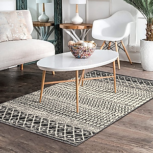 Nailttos 3x5 Rug for Living Room, Ultra Soft Non Slip Moroccan Washable Rug, Distressed Entry Rug Low-Pile Throw Rug Carpet Black Rug for Bedroom Kitchen Living Room Dinning Room