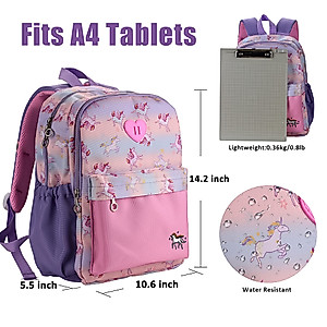 Sarhlio Kids Backpack 14” for Boys and Girls The Right Size Light Weight 600 Denier Polyester Water Resistant with Unicorn for Preschool Kindergarten Early Elementary School Pink(KP14A1)