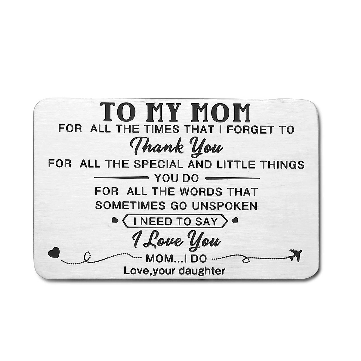 Sentimental Birthday Mothers Day Gifts for Mom from Daughter Women Engraved Wallet Card Insert for Mom Mother of The Bride Mother in Law Step Mom Appreciation Christmas Thank You Wedding Gifts Mama
