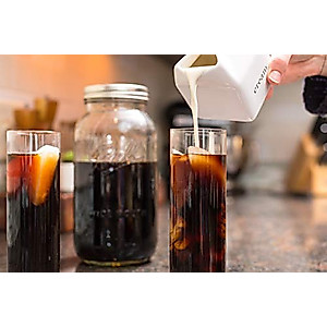 Cold Brew Coffee Maker Starter Kit - Half Gal Mason Jar | Stainless Filter Basket | Ceramic Burr Grinder | Half Pound Certified Organic Whole Bean Cold Brew Blend | Recipe & Instruction Book