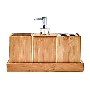 Trademark Innovations Bath Set Bath Caddy - 100% Natural Bamboo