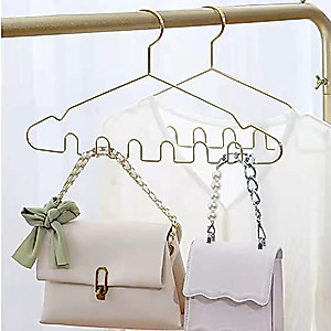 Multifunctional Wavy Hangers, Vest Hangers, Bra Hangers, Scarf Hangers, Space-Saving Metal Hangers for Hanging Halter Tops, Vests, Scarves, Ties, Belts, Hats Hangers。 (5 PCS) (Rose-Gold)