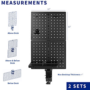 VIVO Steel Clamp-on Desk Pegboard, 24 x 20 inch Privacy Panel, Magnetic Peg Board, Office Accessory Organizer, Above or Below Desk Placement, Black, PP-DK24B