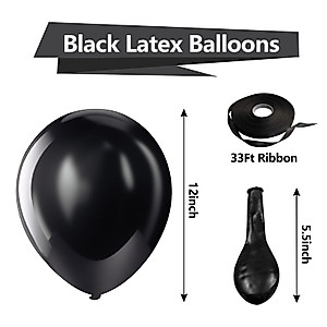 Bezente Black Balloons Latex Party Balloons - 100 Pack 12 inch Round Helium Balloons for Black Themed Wedding Graduation Anniversary Birthday Party Backdrop Decorations