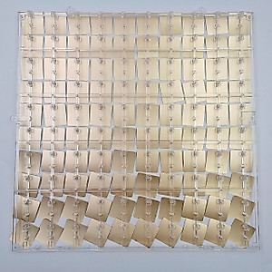 Rehoodeco Matt Gold Shimmer Wall Backdrop 50PCS Square Sequin Backdrop Decoration Panels, Photo Backdrops for Birthday Anniversary Wedding Engagement Party Decoration 3D Wallpaper (MattGold3)