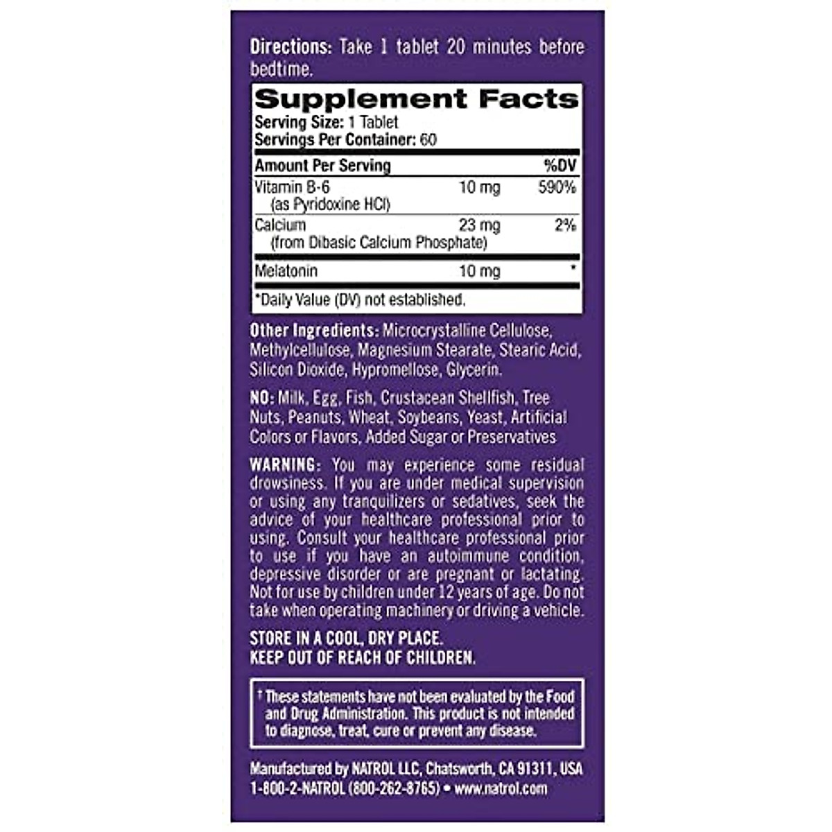 Natrol, Advanced Sleep Maximum Strength 10 mg Tablets, Melatonin, 60 Count