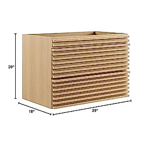 Modway Render 30" Wall-Mount Bathroom Vanity in Oak-Sink Basin Not Included, 30 Inch