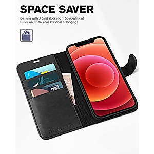 TUCCH Wallet Case for iPhone 12 Pro/iPhone 12 5G, RFID Blocking Card Slot Stand [Shockproof TPU Interior Case] PU Leather Magnetic Protect Flip Cover Compatible with iPhone 12/12 Pro 6.1-inch, Black